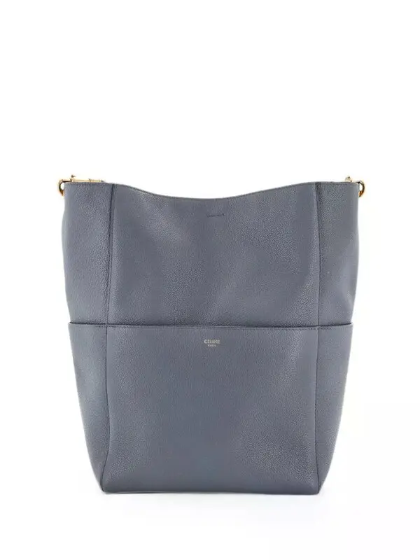 Celine Sangle Seau Shoulder Bag In Calfskin - Grey