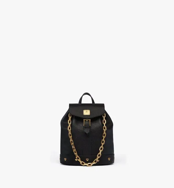 Mcm Pina Drawstring Backpack In Studded Calfskin - Black