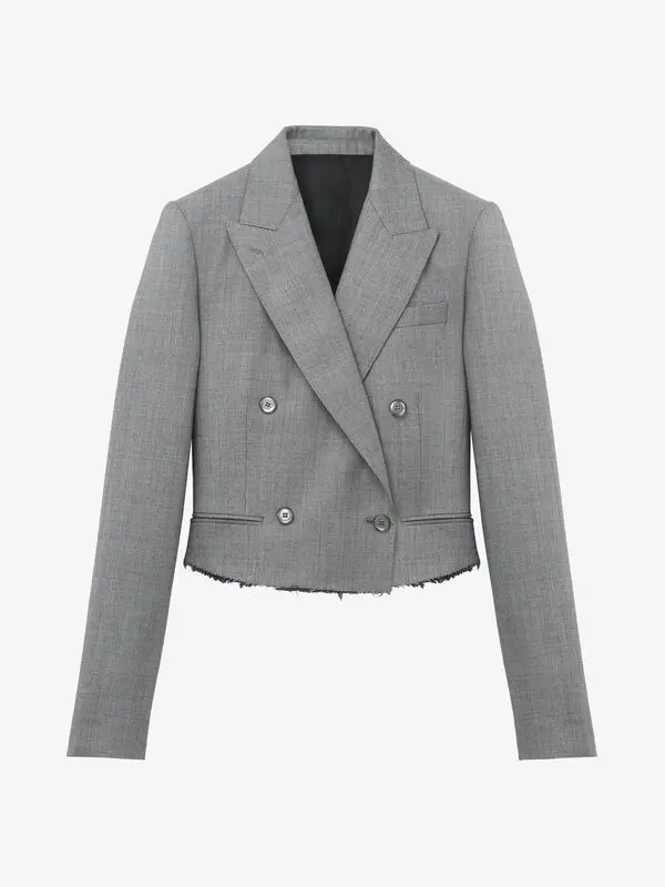 Alexander McQueen Cropped Double-breasted Jacket - Black/ivory