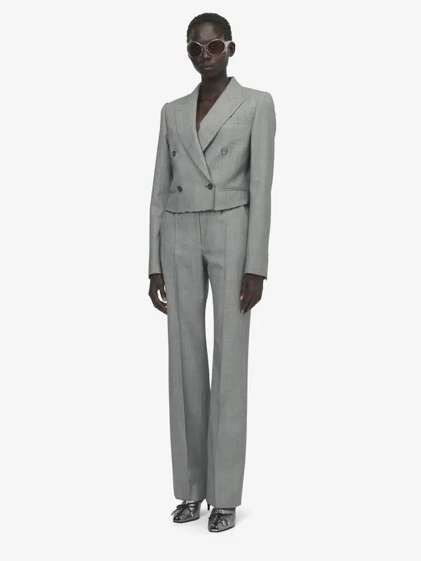 Alexander McQueen Cropped Double-breasted Jacket - Black/ivory