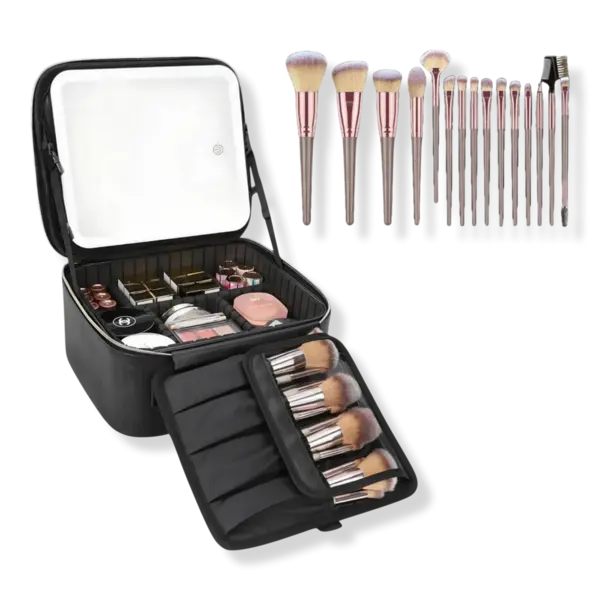 COSMOGLO Makeup Case With Brush Bundle