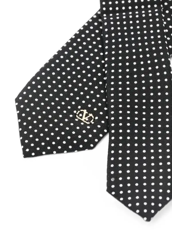Valentino Garavani Yarn-dyed Polka Dot Silk Neck Tie - Black