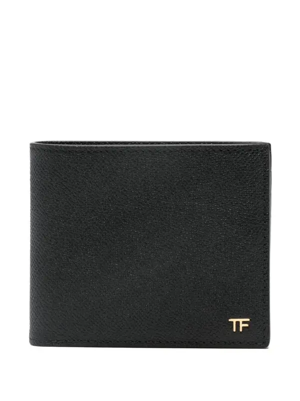 TOM FORD Bifold Leather Wallet With Metal Tf Logo - Black