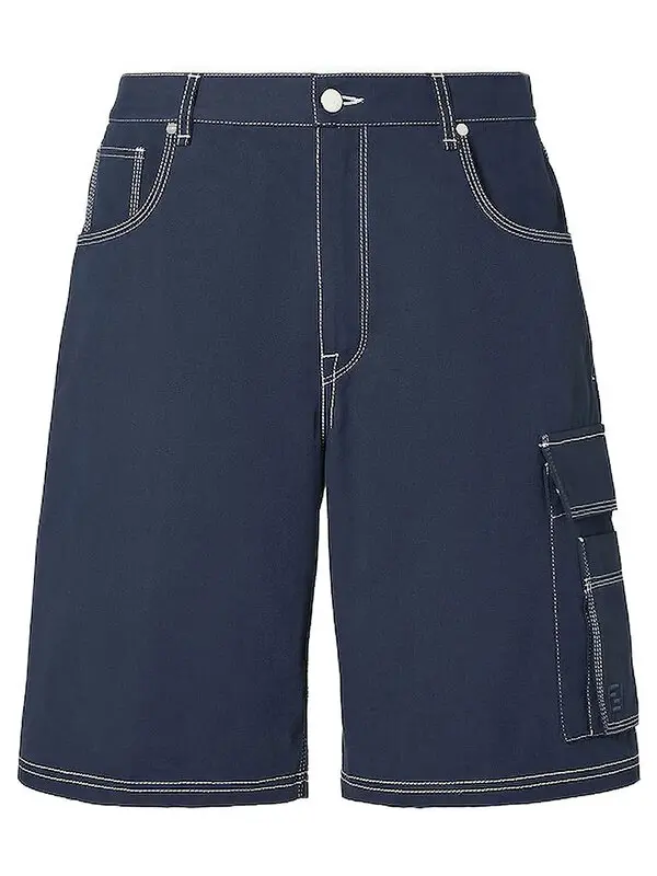 Fendi Cotton Blend Canvas Shorts - Blue