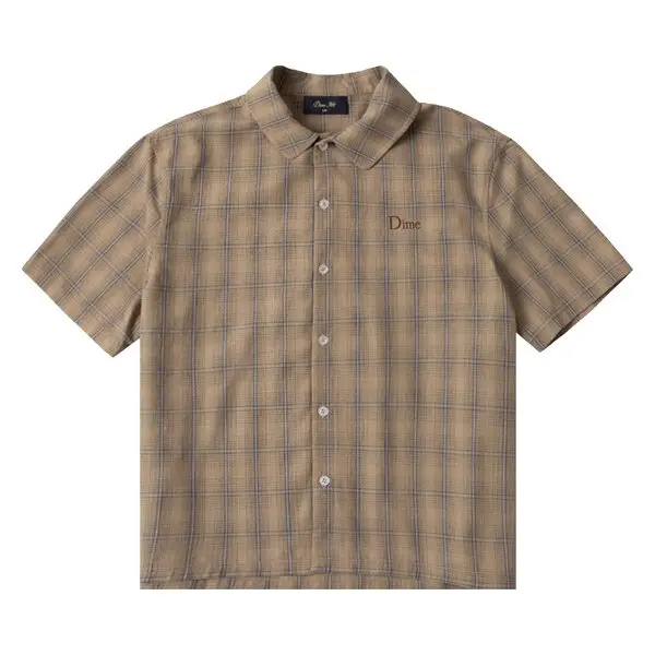 DIME Plaid Short Sleeve Button-up Shirt - Brown