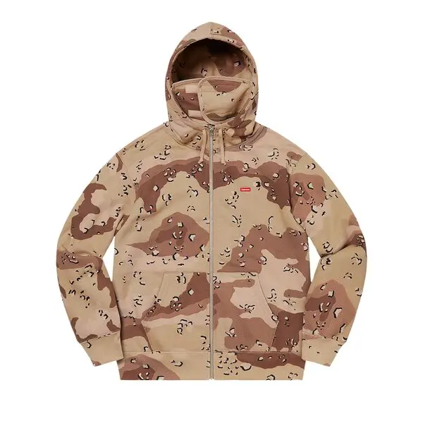 Supreme Small Box Facemask Zip Up Hooded Sweatshirt 'chocolate Chip Camo