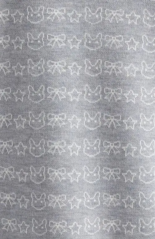 Sandy Liang Merino Wool Bunny Jacquard Polo Sweater