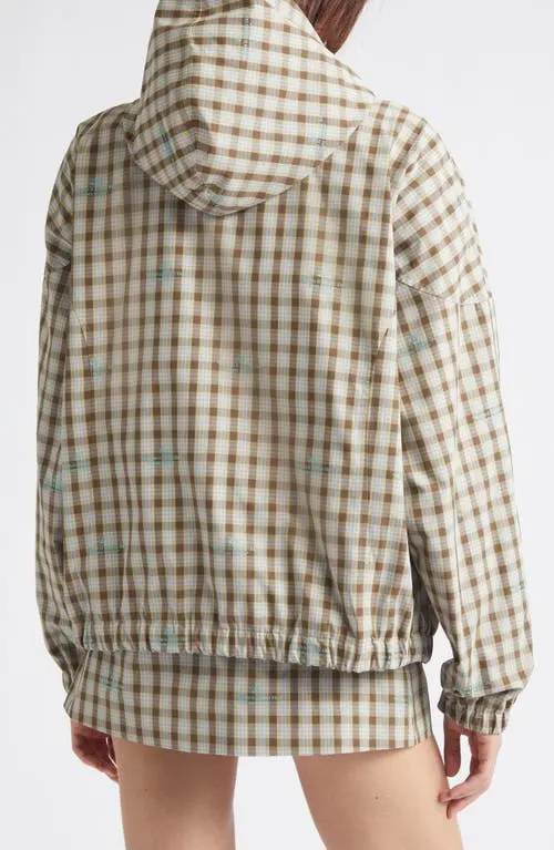 Sandy Liang Eddy Plaid Jacket With Bonnet Hood