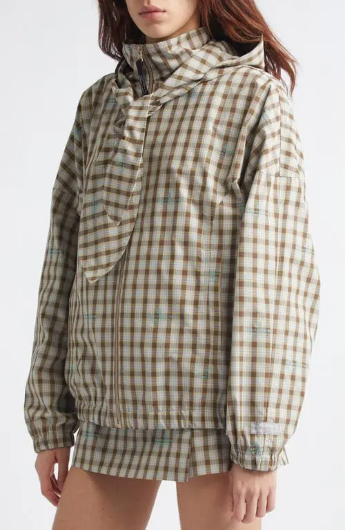 Sandy Liang Eddy Plaid Jacket With Bonnet Hood