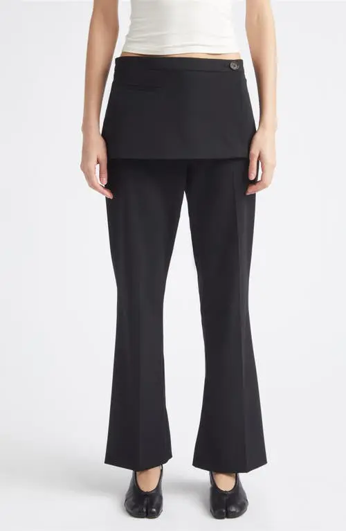 Sandy Liang Mulberry Apron Overlay Crop Bootcut Pants - Black