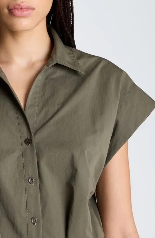 KENNETH COLE Cotton Blend Crop Button-up Shirt