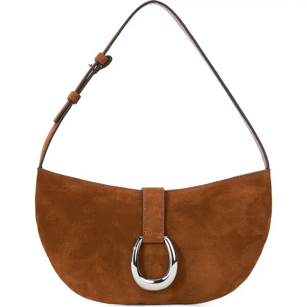 Staud Harlow Crescent Leather Shoulder Bag - Tabac
