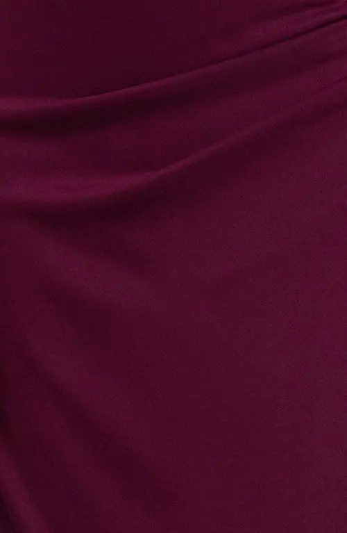 Betsy & Adam Side Ruffle Cowl Neck Sleeveless Gown
