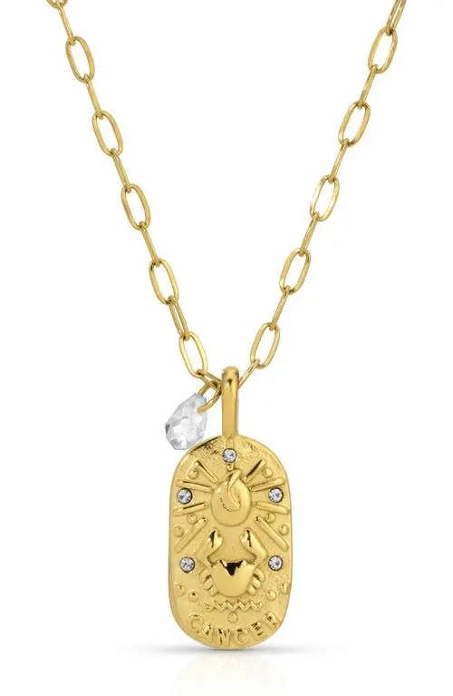 KOZAKH Gold Plated Crystal Zodiac Pendant Necklace - Cancer/gold