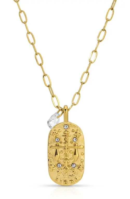 KOZAKH Gold Plated Crystal Zodiac Pendant Necklace - Libra/gold