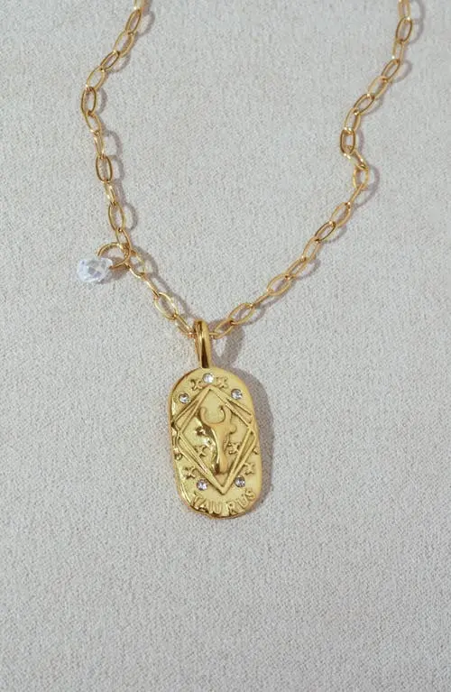 KOZAKH Gold Plated Crystal Zodiac Pendant Necklace - Taurus/gold
