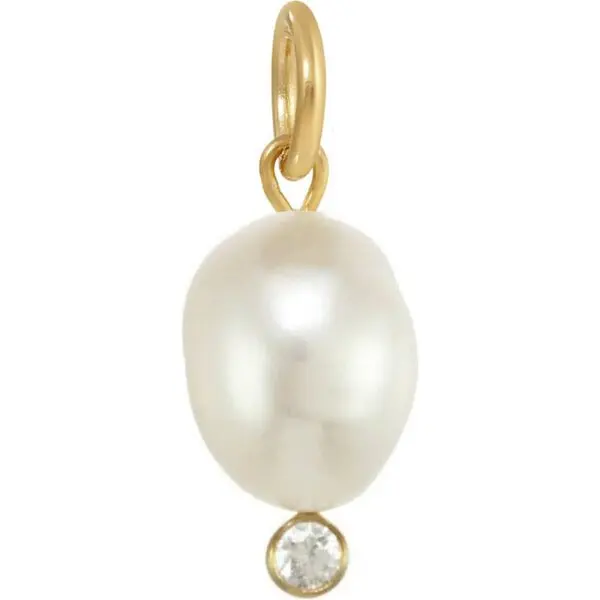 KOZAKH Freshwater Pearl And Cubic Zirconia Charm Pendant - Gold