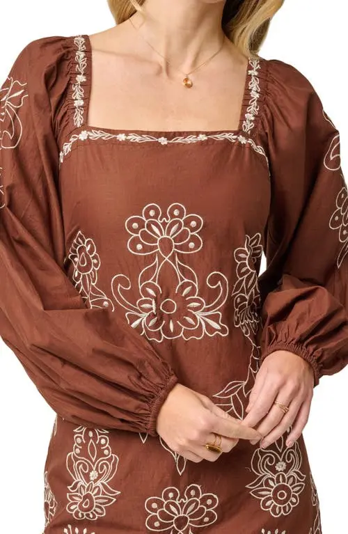 Adrianna Papell Embroidered Long Sleeve Mini Dress