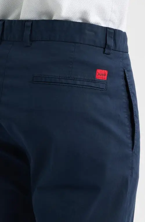 Hugo David Slim Fit Stretch Cotton Pants - Dark Blue