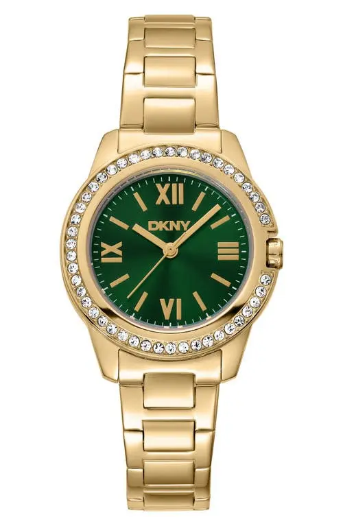 Dkny Two-tone Crystal Bezel Watch - Dark Green