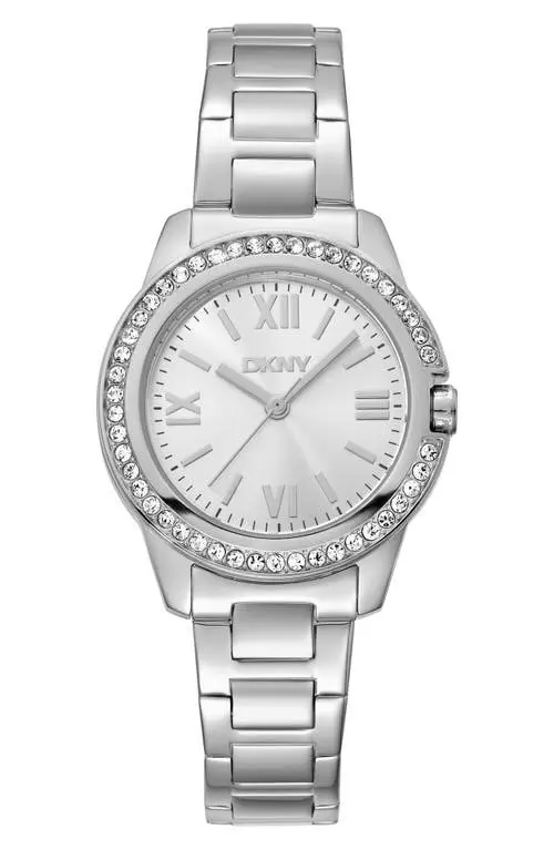 Dkny Two-tone Crystal Bezel Watch - Silver