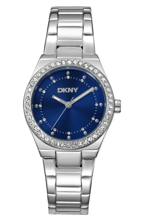 Dkny Stainless Steel Crystal Bezel Bracelet Watch - Dark Blue