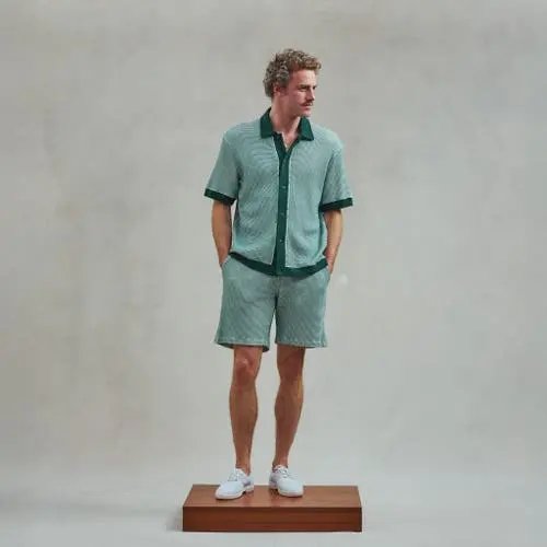 Rivieras Short Sleeves Bicolor Honeycomb Shirt