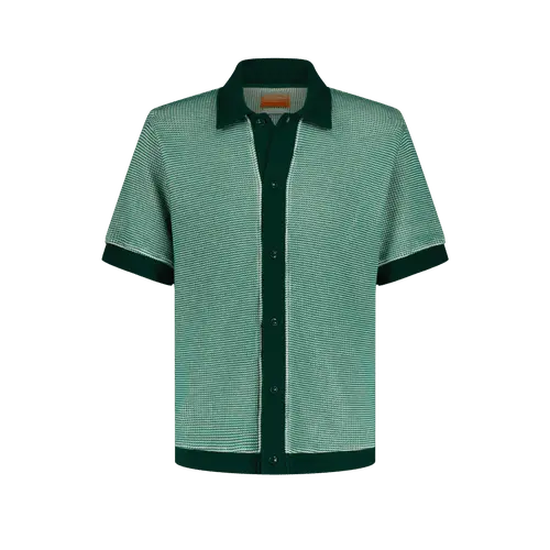 Rivieras Short Sleeves Bicolor Honeycomb Shirt - Green