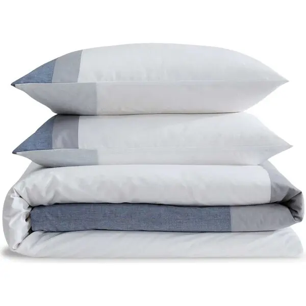 Calvin Klein Chambray Handkerchief Duvet Cover & Shams Set - Light/medium Blue