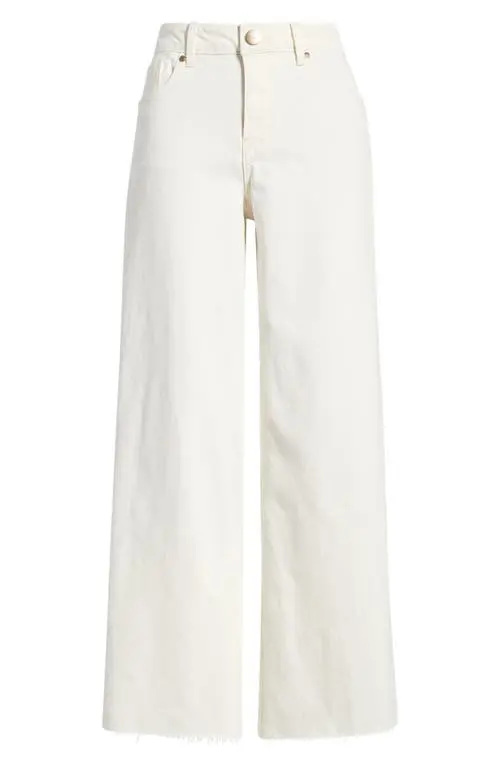 1822 Denim Raw Hem Wide Leg Jeans - Eggshell