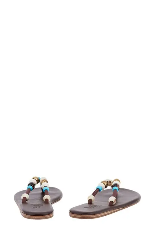 ANCIENT GREEK SANDALS Saionara Beaded Flip Flop - Brown
