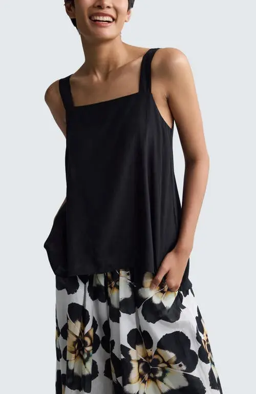 LUUKAA Lorena Minimalist Square-neck Top - Black