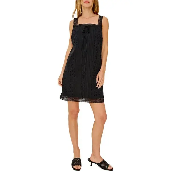 Rails Beckton Pintuck Cotton Broderie Anglaise Minidress - Black