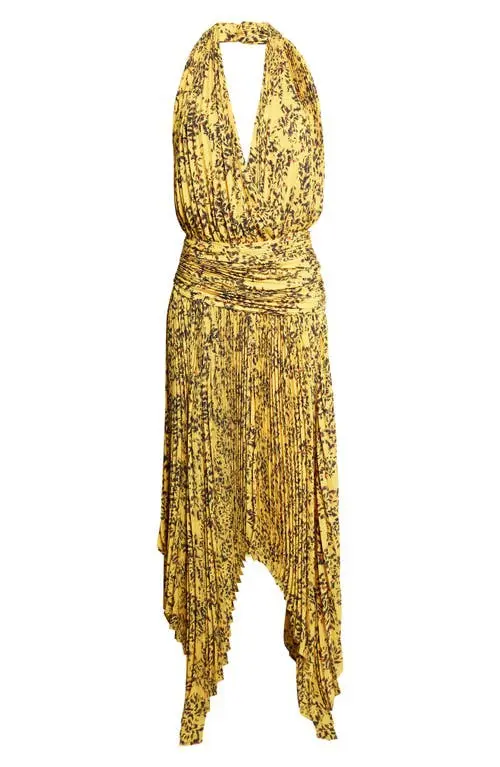 Proenza Schouler Paulina Pleated Georgette Halter Dress