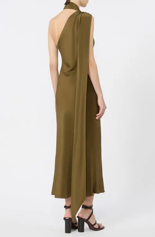 Max Mara One-shoulder Silk Satin Midi Dress