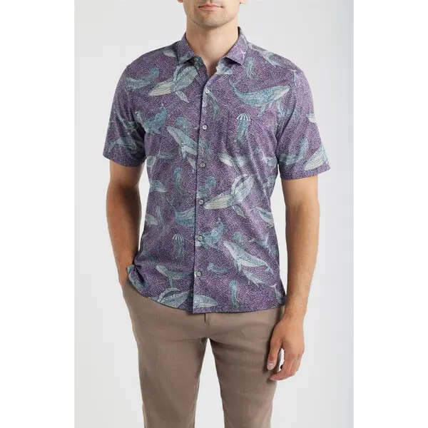 Tori Richard Marine Mosaic Button Down Shirt - Grape