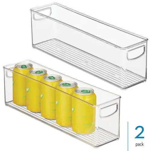 IDESIGN Plastic Stackable Pantry Bin With Handles, Set Of 2