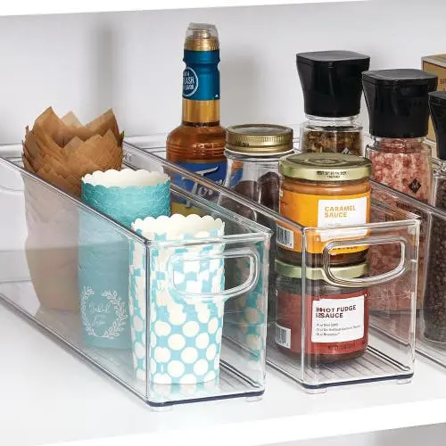 IDESIGN Plastic Stackable Pantry Bin With Handles, Set Of 2