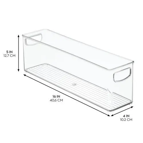 IDESIGN Plastic Stackable Pantry Bin With Handles, Set Of 2