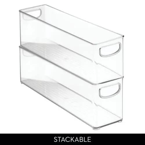 IDESIGN Plastic Stackable Pantry Bin With Handles, Set Of 2