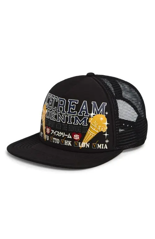 ICECREAM Check List Snapback Trucker Hat - Black