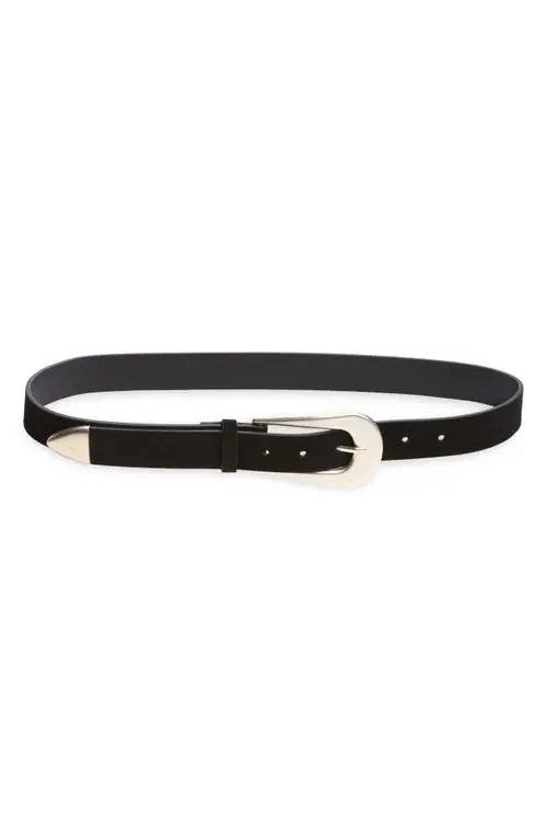 Free People Suede Belt With Antiqued Buckle - Black