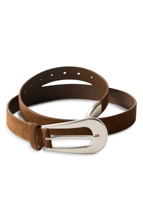 Free People Suede Belt With Antiqued Buckle - Espresso