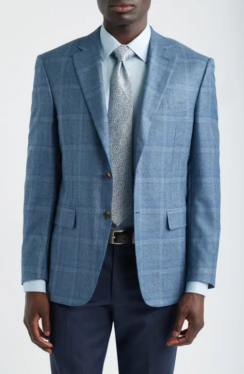 Canali Siena Regular Fit Windowpane Check Silk & Cashmere Sport Coat - Blue