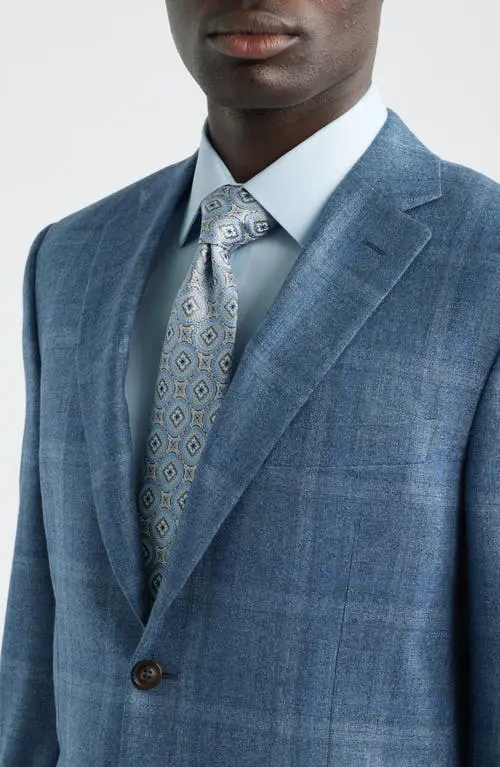 Canali Siena Regular Fit Windowpane Check Silk & Cashmere Sport Coat