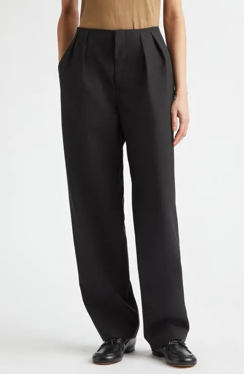 JIL SANDER Relaxed Pleated Virgin Wool Trousers - Black