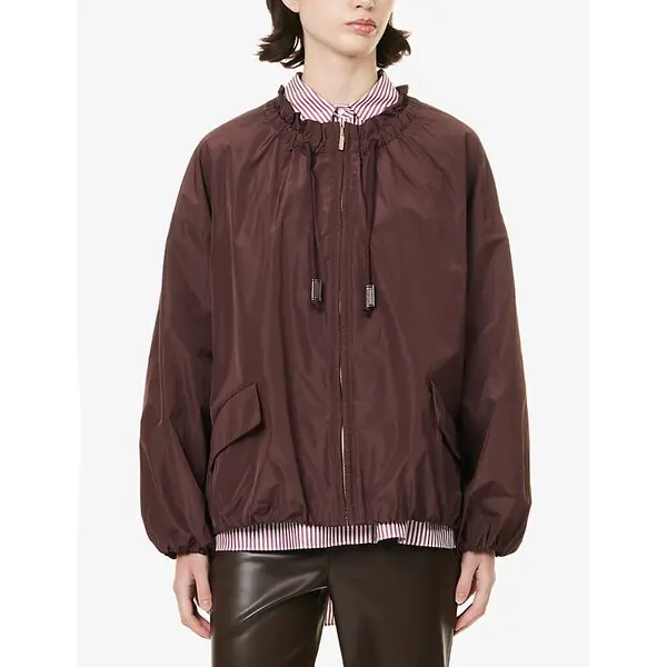 Max Mara Ruffled-collar Water-repellent Taffeta Bomber Jacket