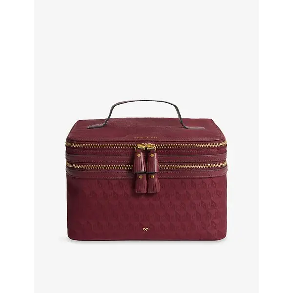 ANYA HINDMARCH Logo Vanity Kit Woven Cosmetics Case - Medium Red