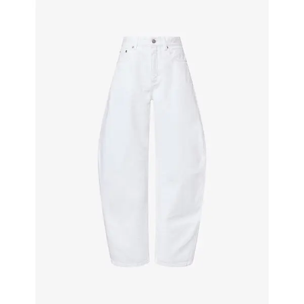 Alaïa Round Curved-leg Cotton Denim Jeans - Blanc