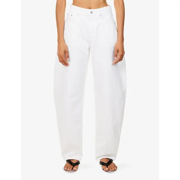 Alaïa Round Curved-leg Cotton Denim Jeans - Blanc